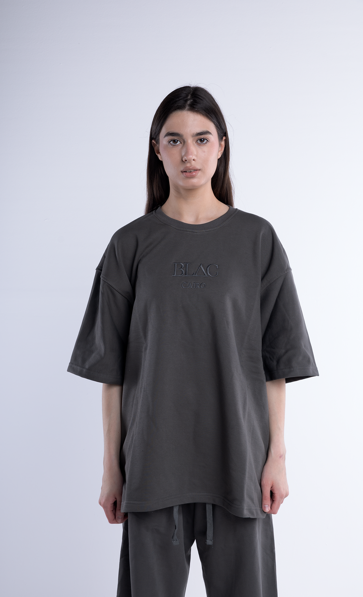 Origin Embroidery Heavyweight Oversized T-shirt - Dark Grey – BLAC ...